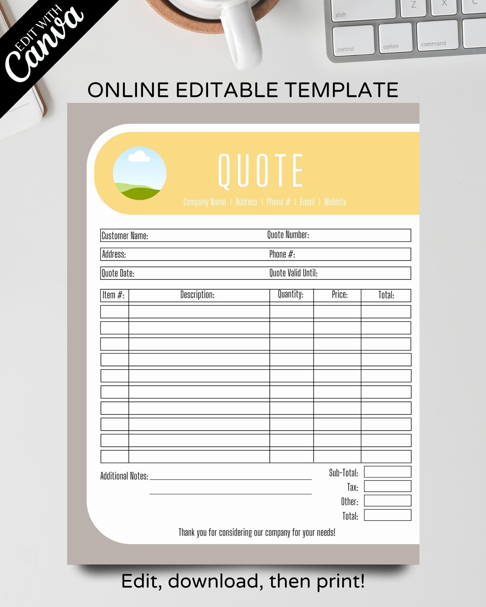 Editable Quote Template, Canva Editable Template, Quote Template ...