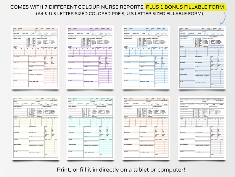 Printable Nurse Report Sheet, Nurse Sheet, Nurse Brain, Med Surg ...