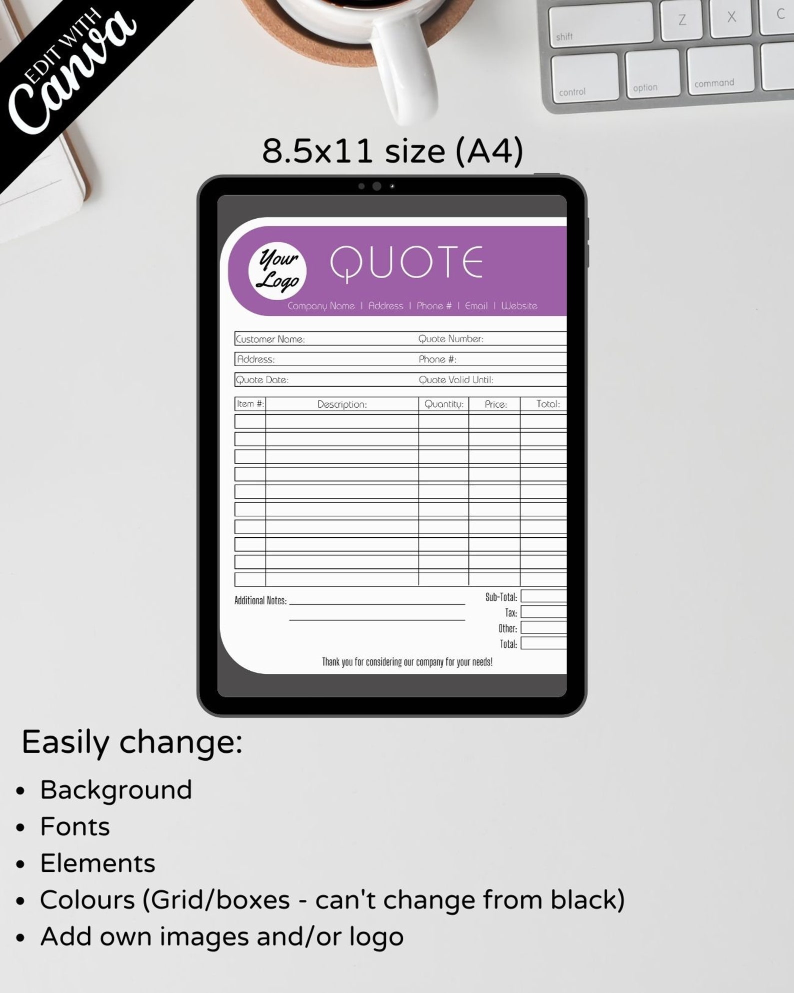 Editable Quote Template, Canva Editable Template, Quote Template ...