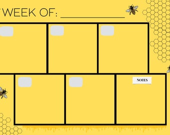 Printable Weekly Planner Bee and Honeycomb Theme - 7 Days Planner for ...