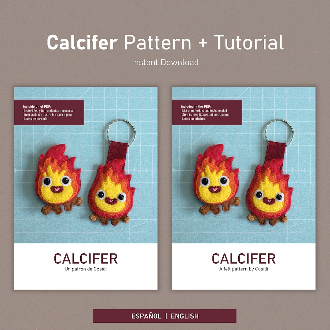 Calcifer Pattern Felt, DIY Calcifer, English & Spanish Instructions ...