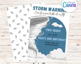 Tornado Birthday Party Invitation PRINTABLE Pink Two-nado Birthday ...