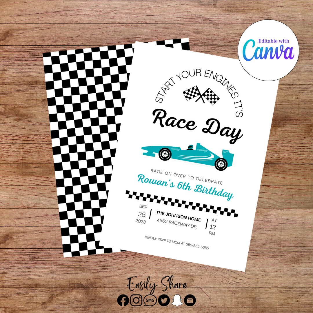 Race Day Birthday Invitation - Etsy