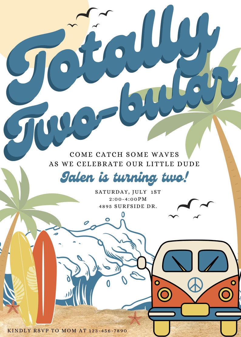 Totally Two-bular Surf Birthday Invitation - Etsy