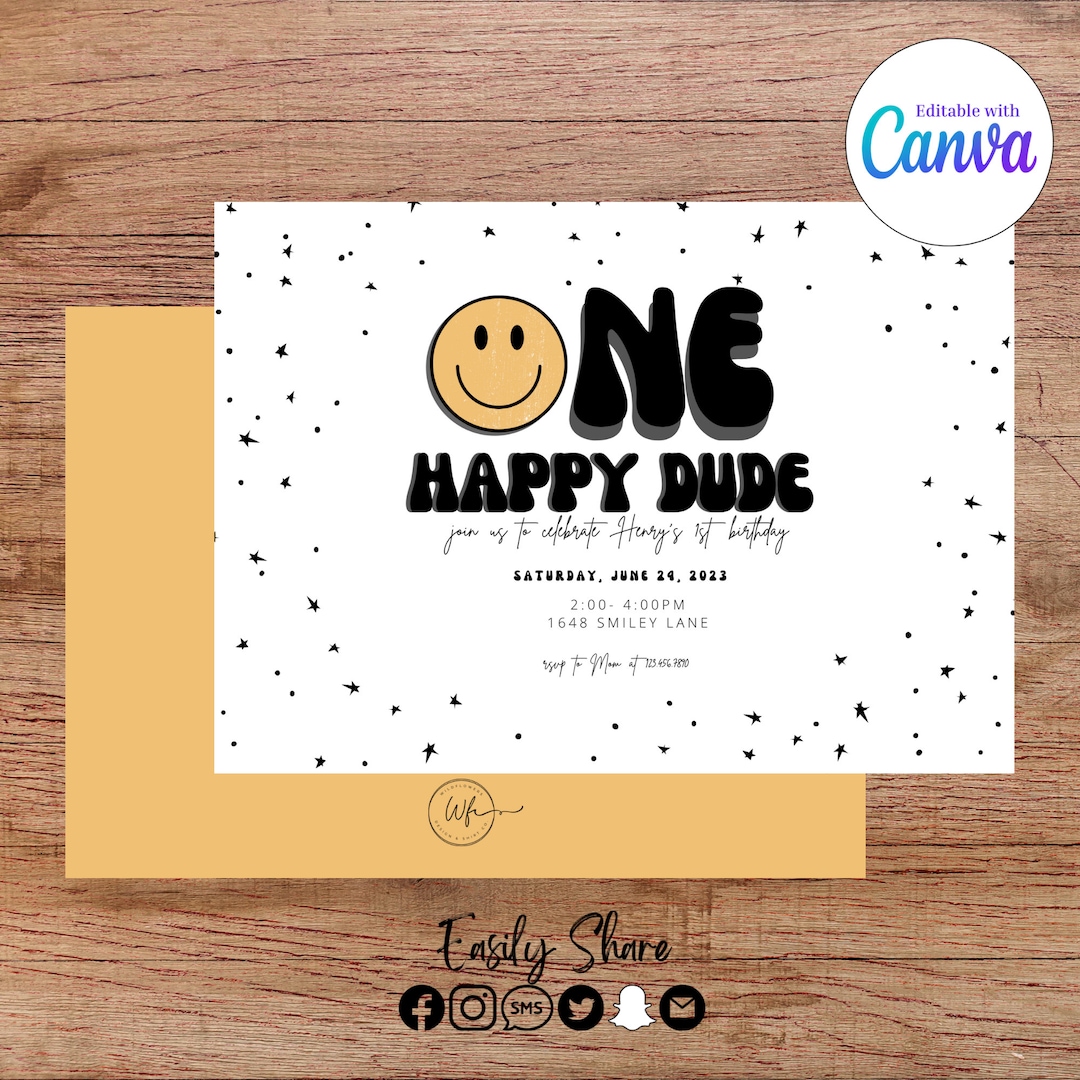 One Happy Dude Birthday Invitation - Etsy