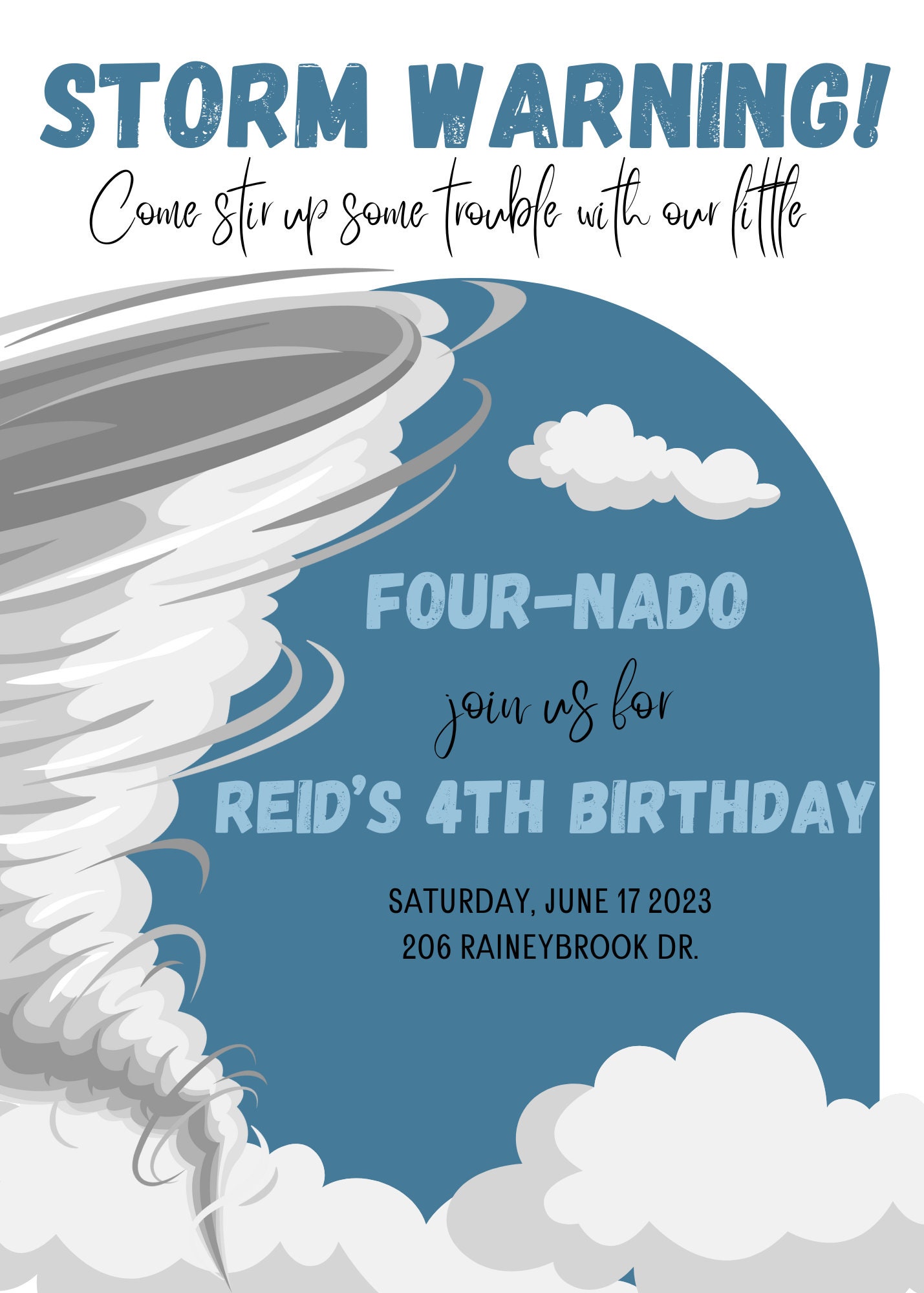 Four-nado Birthday Invitation - Etsy