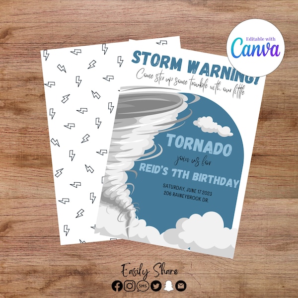 Tornado Birthday Invitations - Etsy