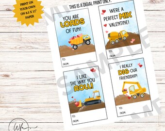Construction Valentine's Day Cards, Printable Valentines Day Cards ...