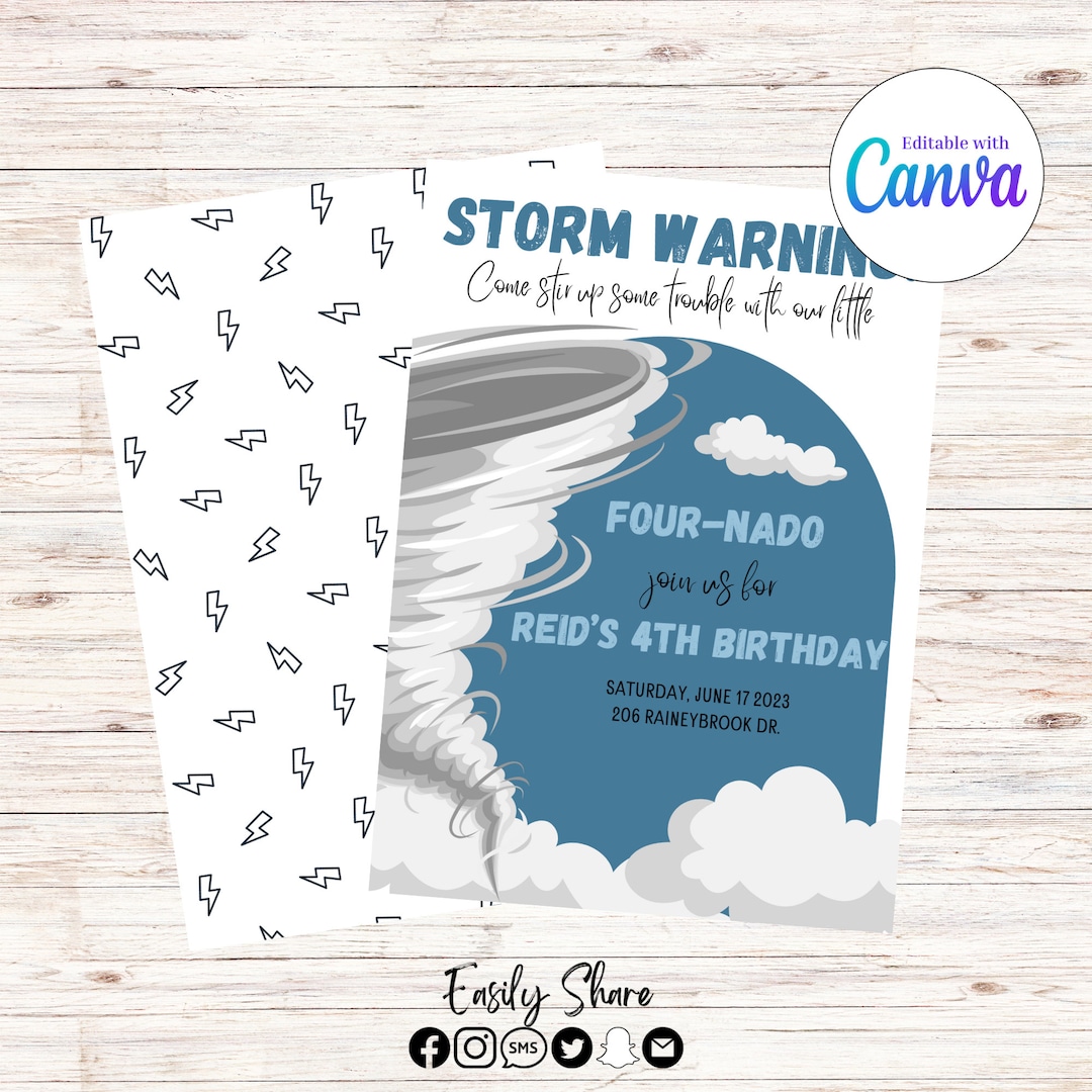 Four-nado Birthday Invitation - Etsy