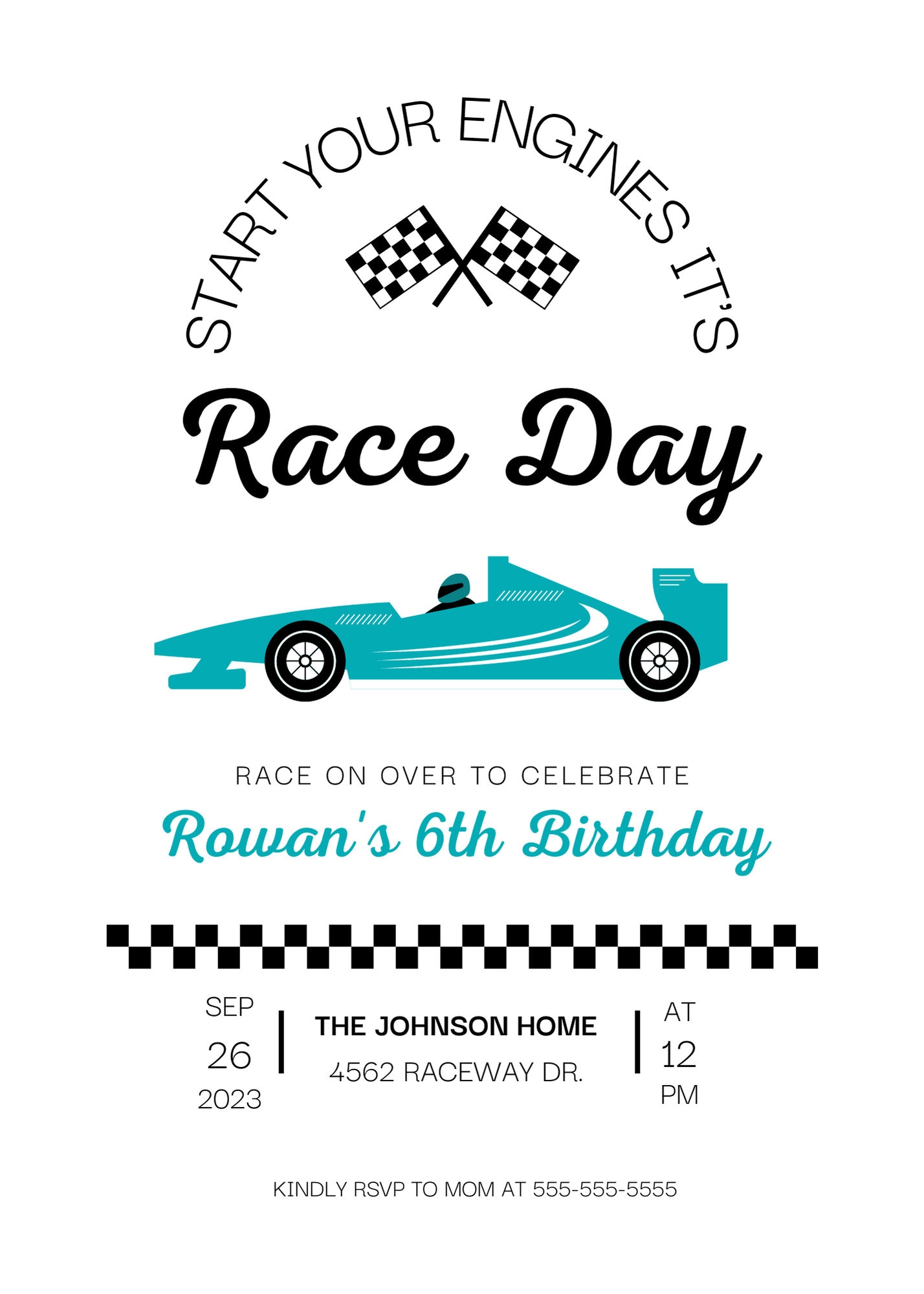 Race Day Birthday Invitation - Etsy