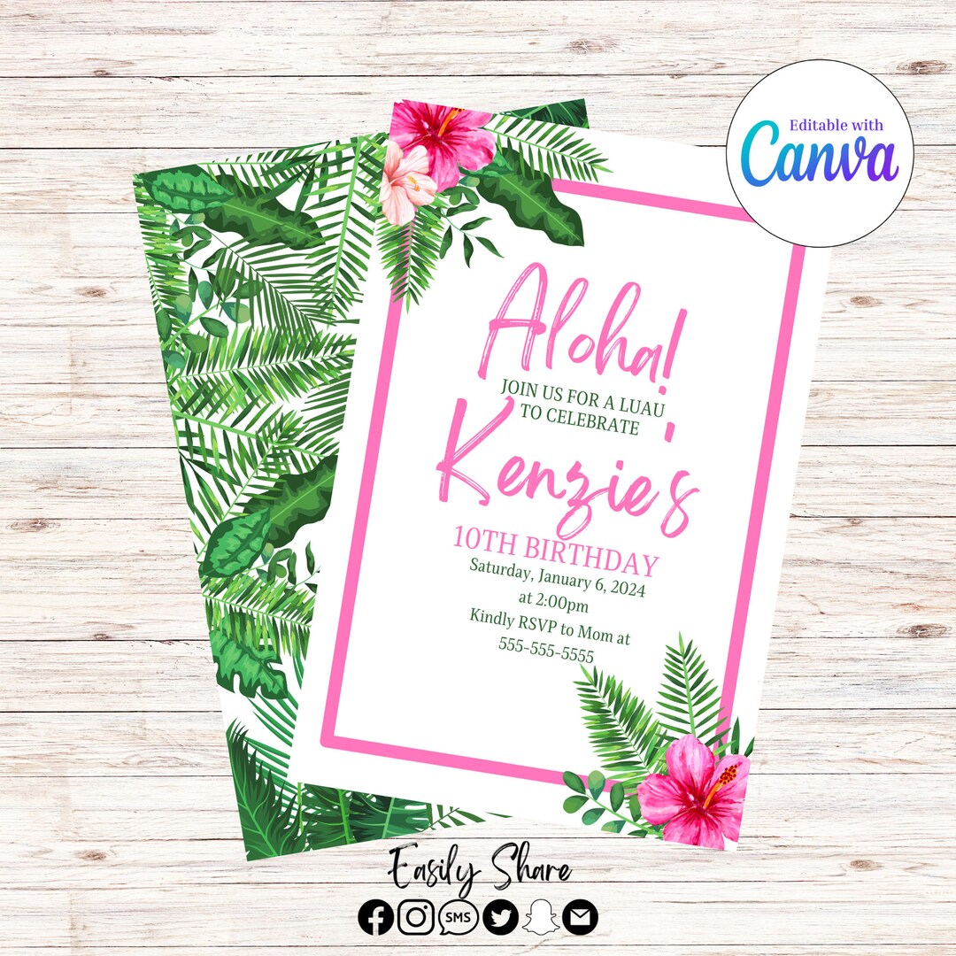 Aloha Birthday Invitation - Etsy