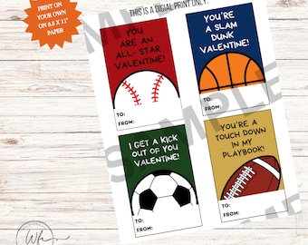 Printable Sports Themed Valentine’s Day Cards, Sports Valentines Day ...