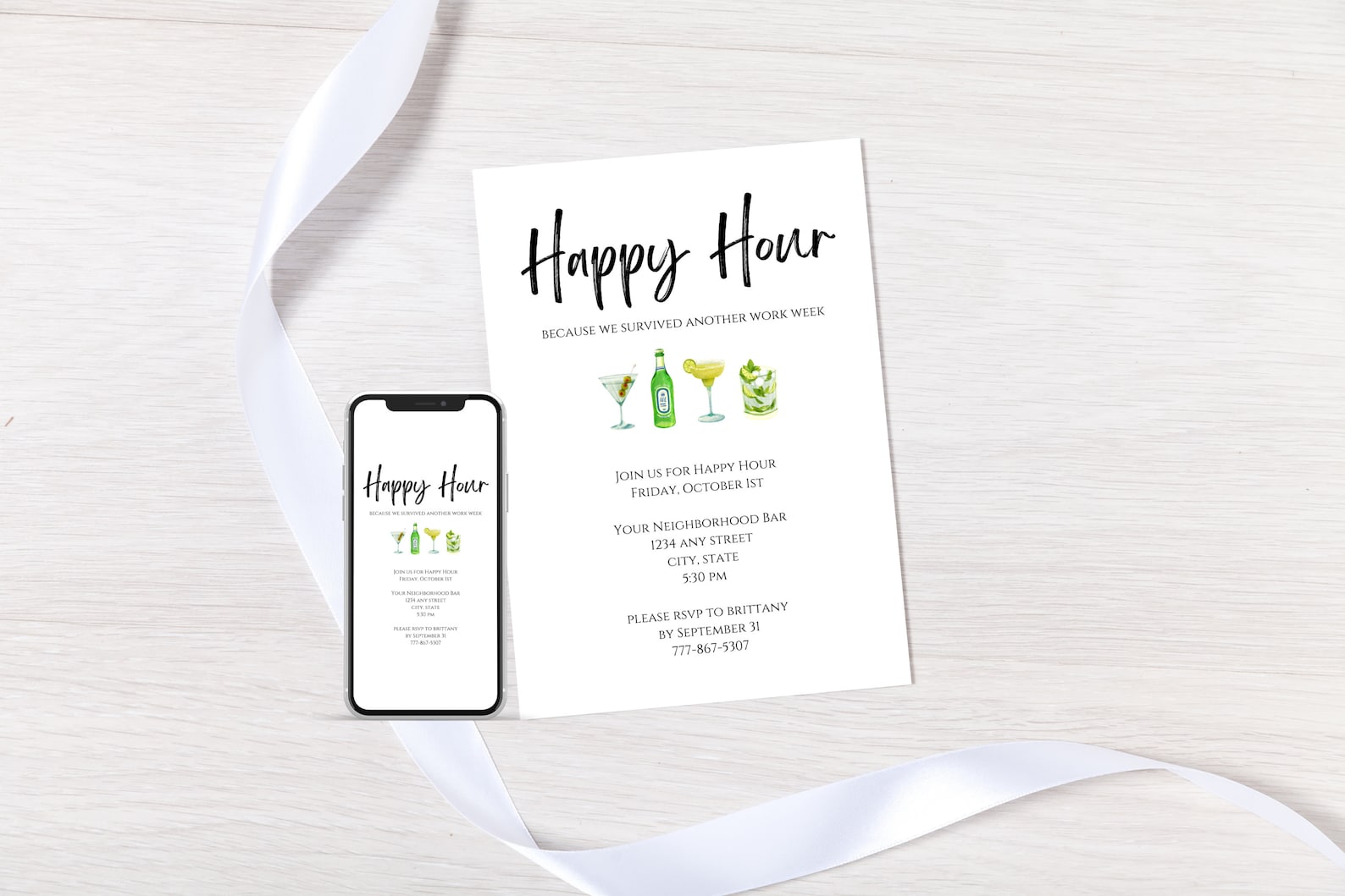 Happy Hour Invitation, Happy Hour Invite Template, Happy Hour Party ...