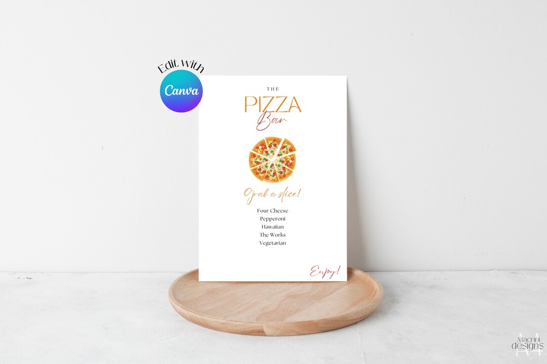 Pizza Bar Sign, Editable Pizza Menu Sign, Editable Menu Template ...