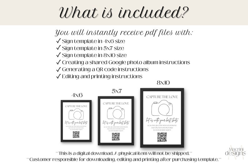 Wedding QR Code Sign Capture the Love, Editable Custom QR Code Photo ...