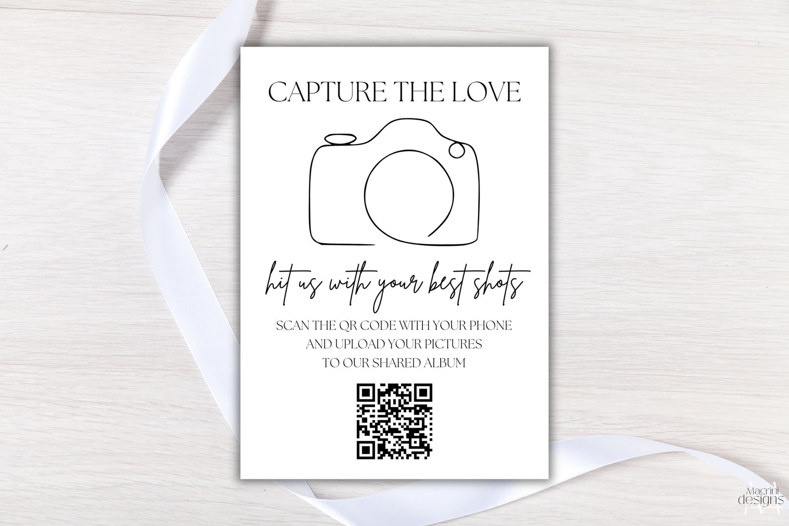 Wedding QR Code Sign Capture the Love, Editable Custom QR Code Photo ...