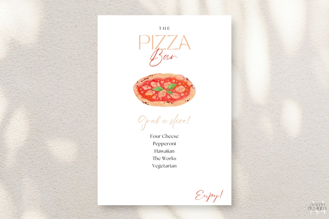 Pizza Bar Sign, Editable Pizza Menu Sign, Editable Menu Template, Grab ...