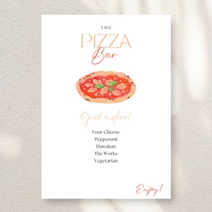 Pizza Bar Sign, Editable Pizza Menu Sign, Editable Menu Template, Grab ...
