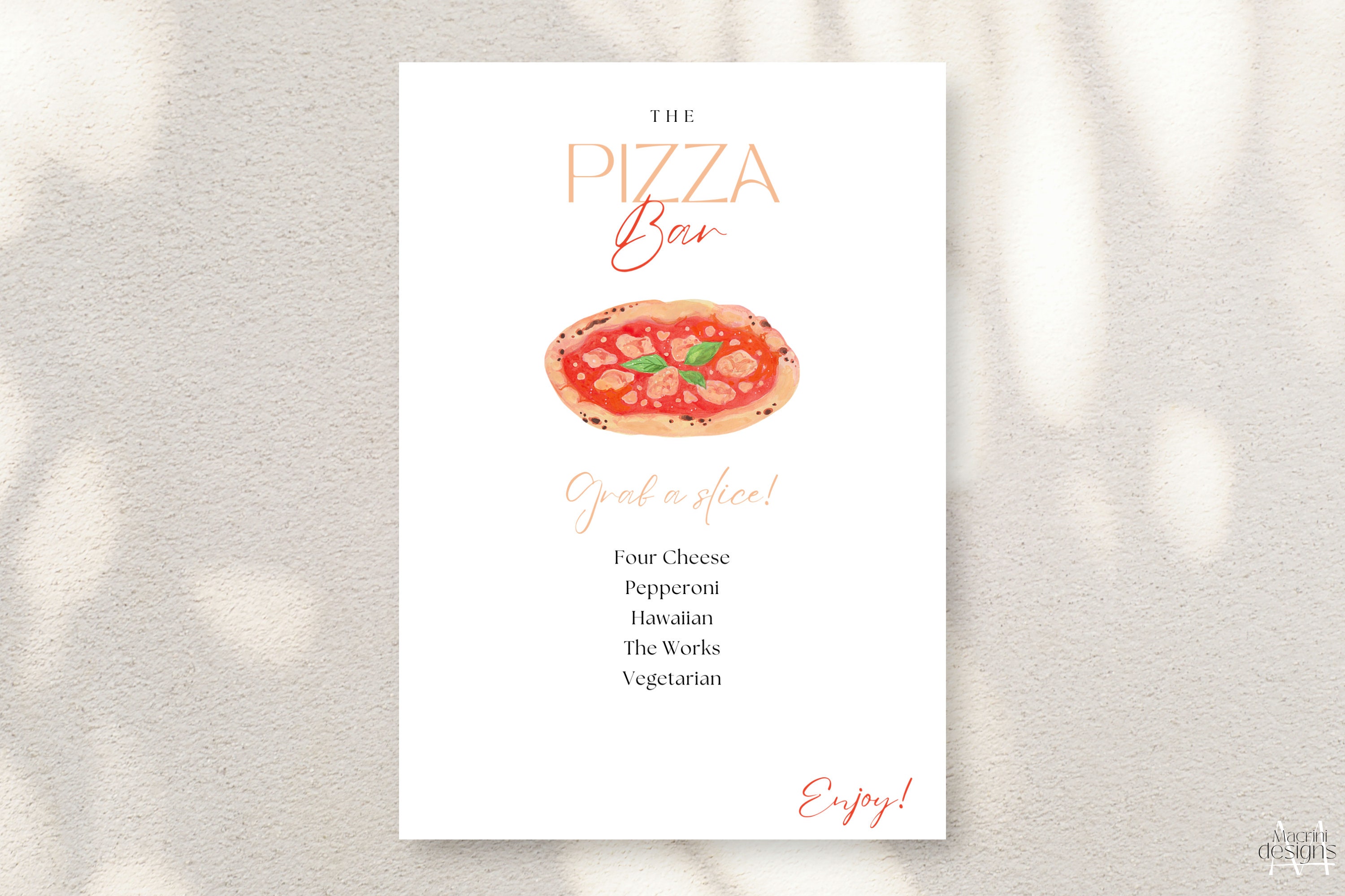 Pizza Bar Sign, Editable Pizza Menu Sign, Editable Menu Template, Grab ...