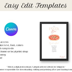 Pizza Bar Sign, Editable Pizza Menu Sign, Editable Menu Template, Grab ...