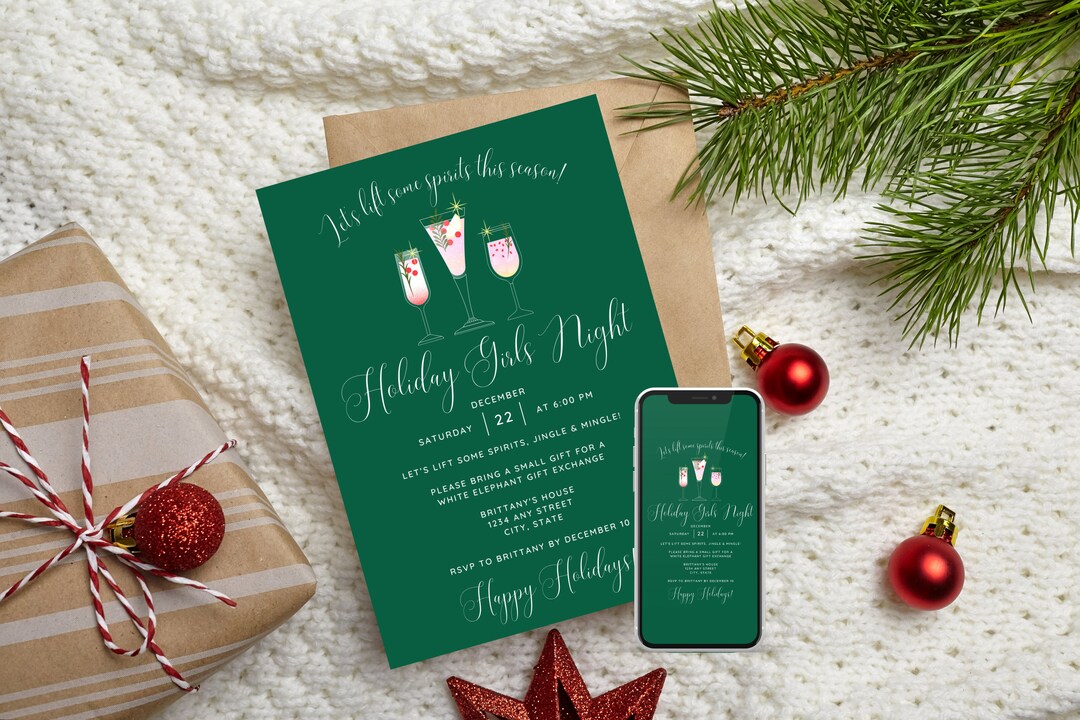 Holiday Girls Night Invite, Christmas Girls Night Gift Exchange Party ...