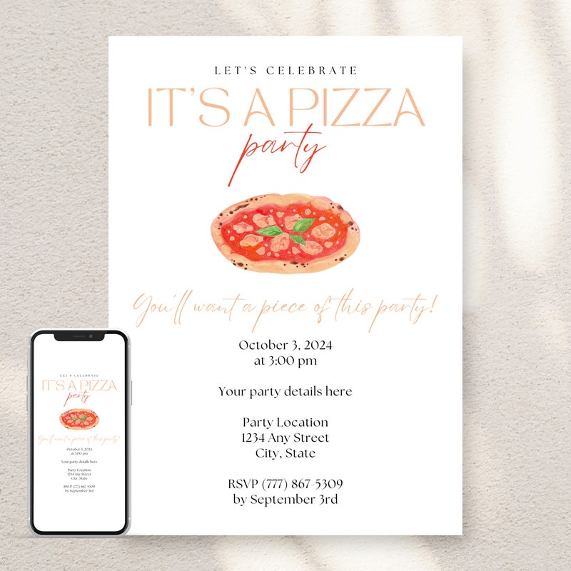 Pizza Party Invitation - Etsy