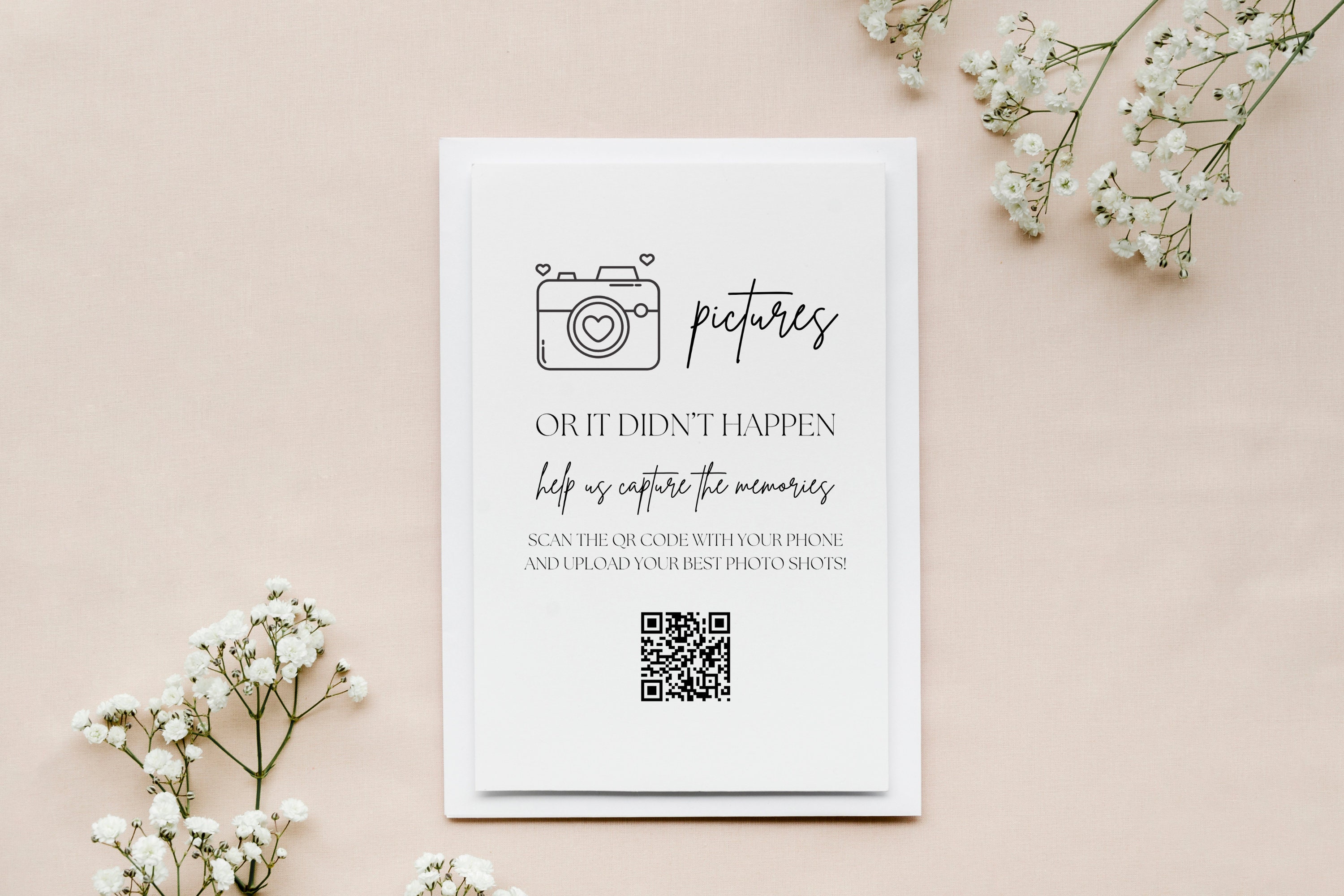 QR Code Sign for Wedding & Party Picture Photo Sharing (canva Template ...