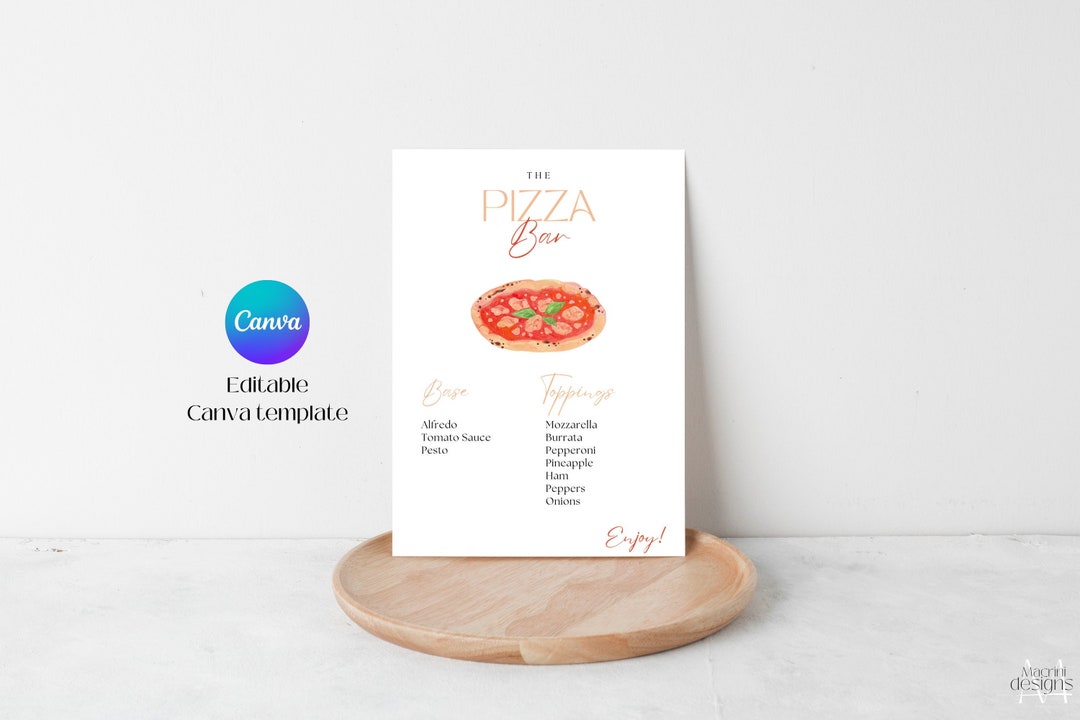 Pizza Bar Sign, Editable Pizza Menu Sign, Editable Menu Template ...