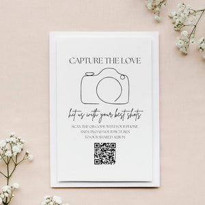 Wedding QR Code Shared Photo Album Sign: Photo Sharing (editable ...