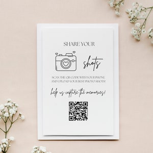 Wedding QR Code Sign, Photo Sharing Sign Template, QR Code Photo Album ...