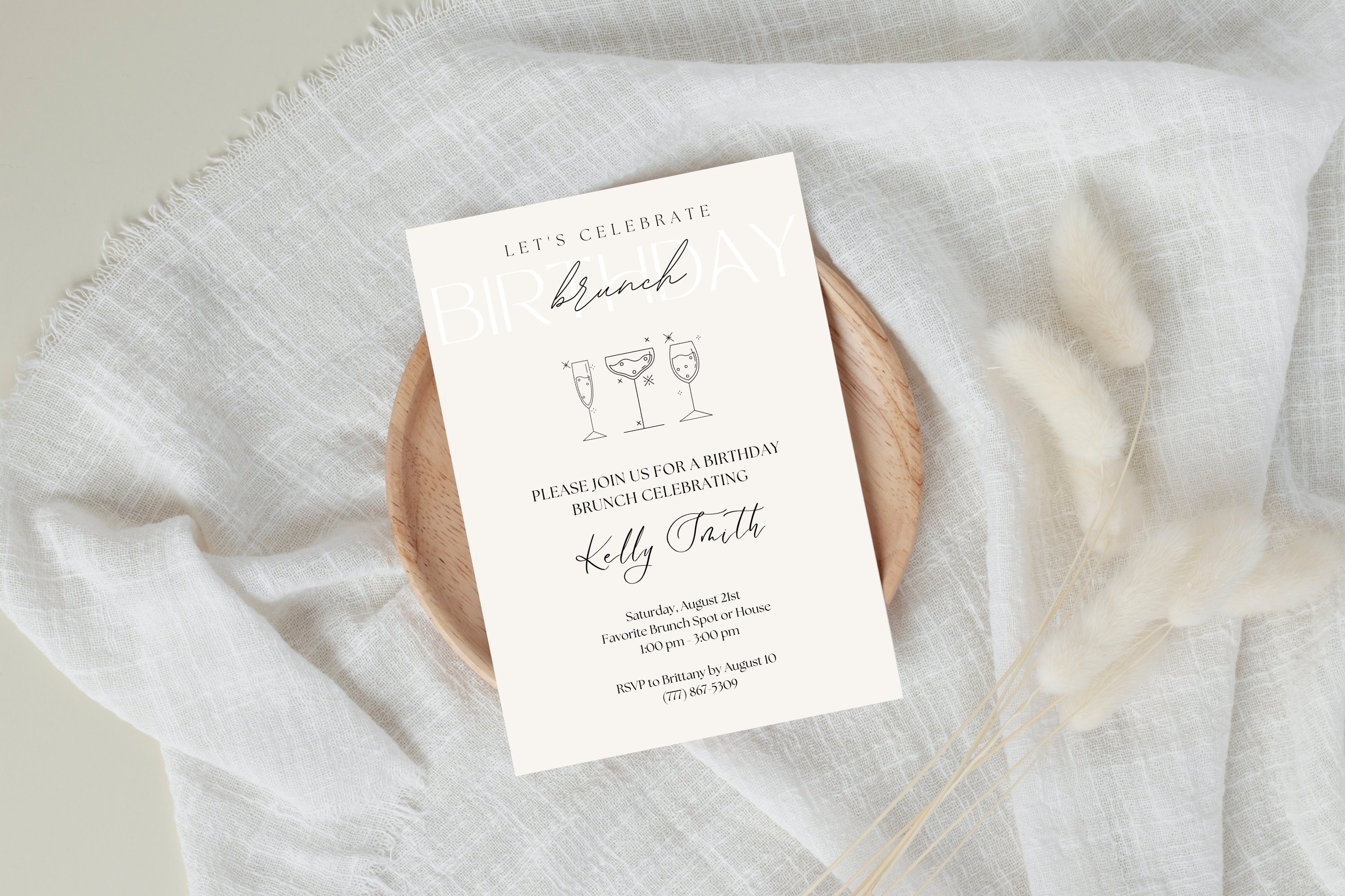 Birthday Brunch Invitation, Girls Birthday Brunch Party Invite ...