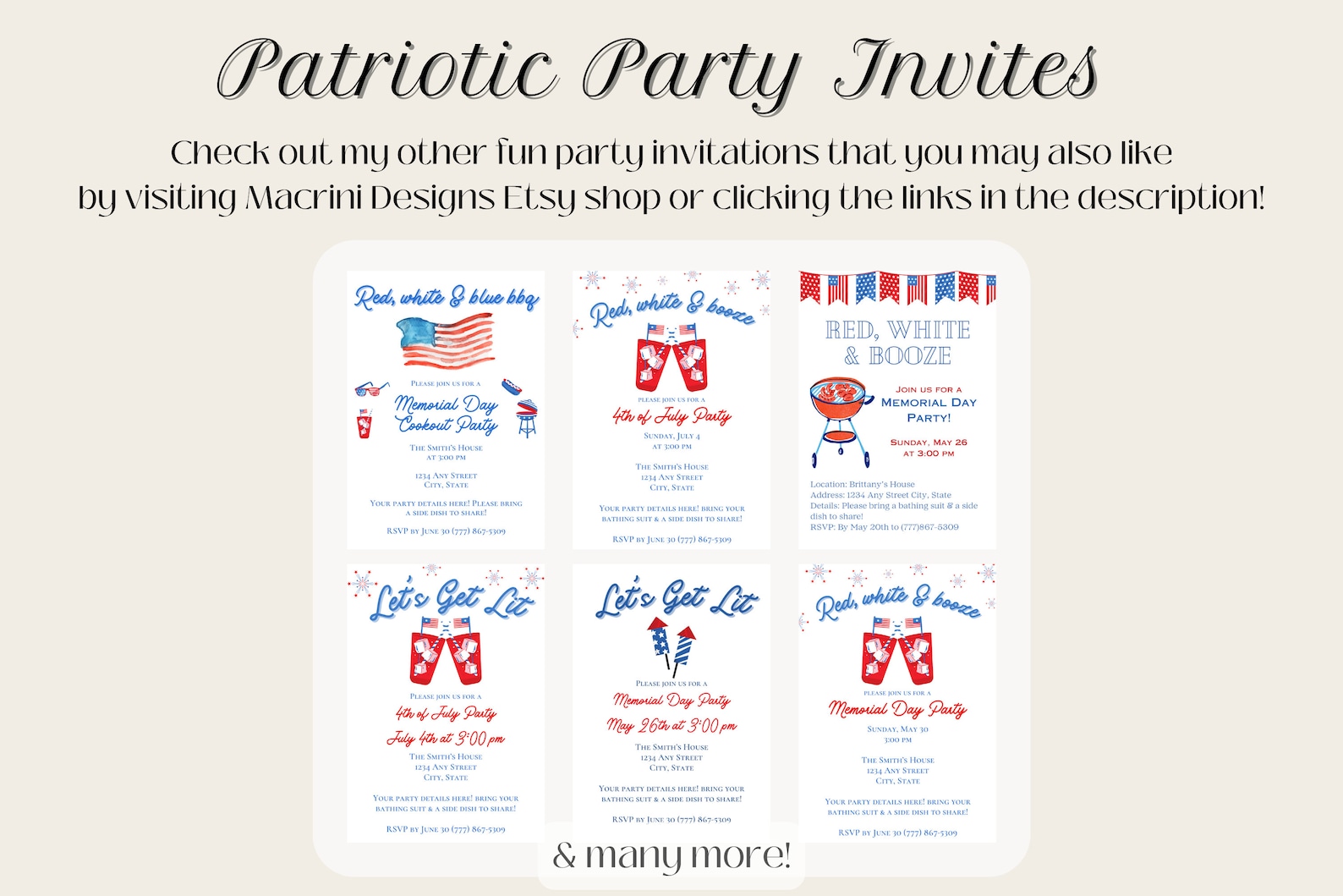Fourth of July Party Invite, July 4th Party, Let's Get Lit Invitation ...