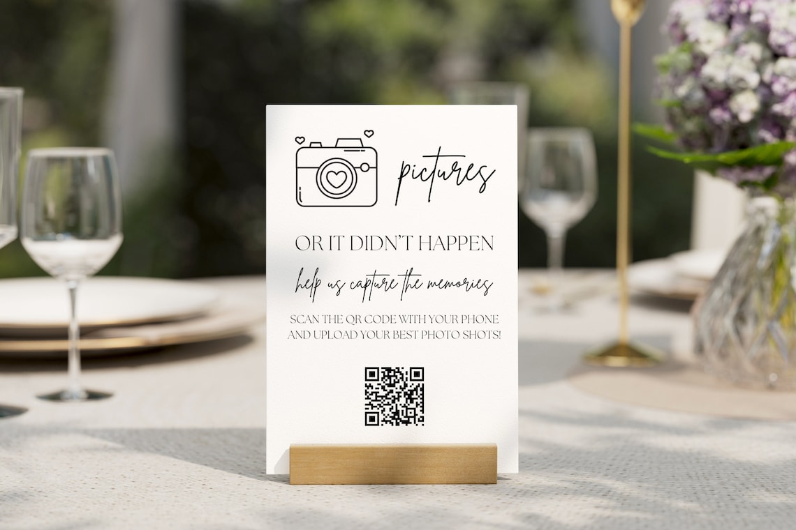 QR Code Sign for Wedding & Party Picture Photo Sharing (canva Template ...