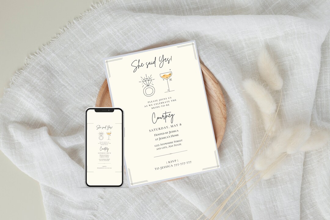 She Said Yes Engagement Party Invitation, Editable Engagement Party ...