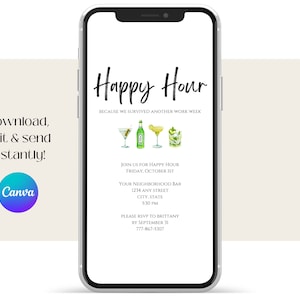 Happy Hour Invitation, Happy Hour Invite Template, Happy Hour Party ...