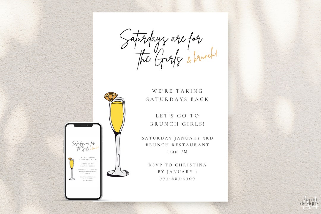 Mimosa Brunch Invitation, Brunch Invite, Girls Brunch and Bubbly ...