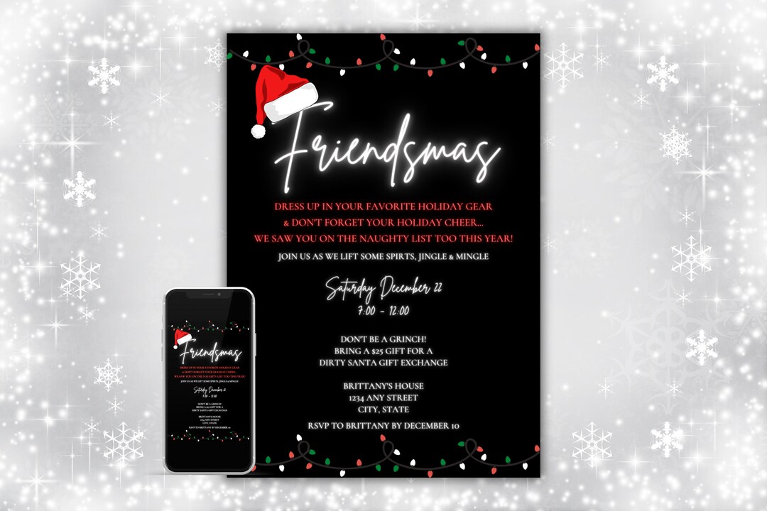 Friendsmas Invite, Funny Friendsmas Evite, Friends Christmas Party ...