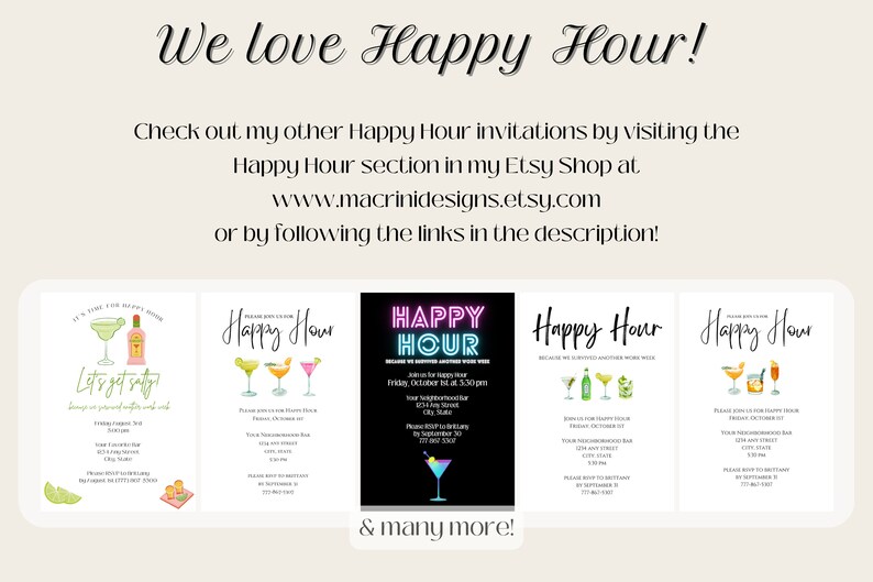 Happy Hour Invitation, Happy Hour Invite Template, Happy Hour Party ...