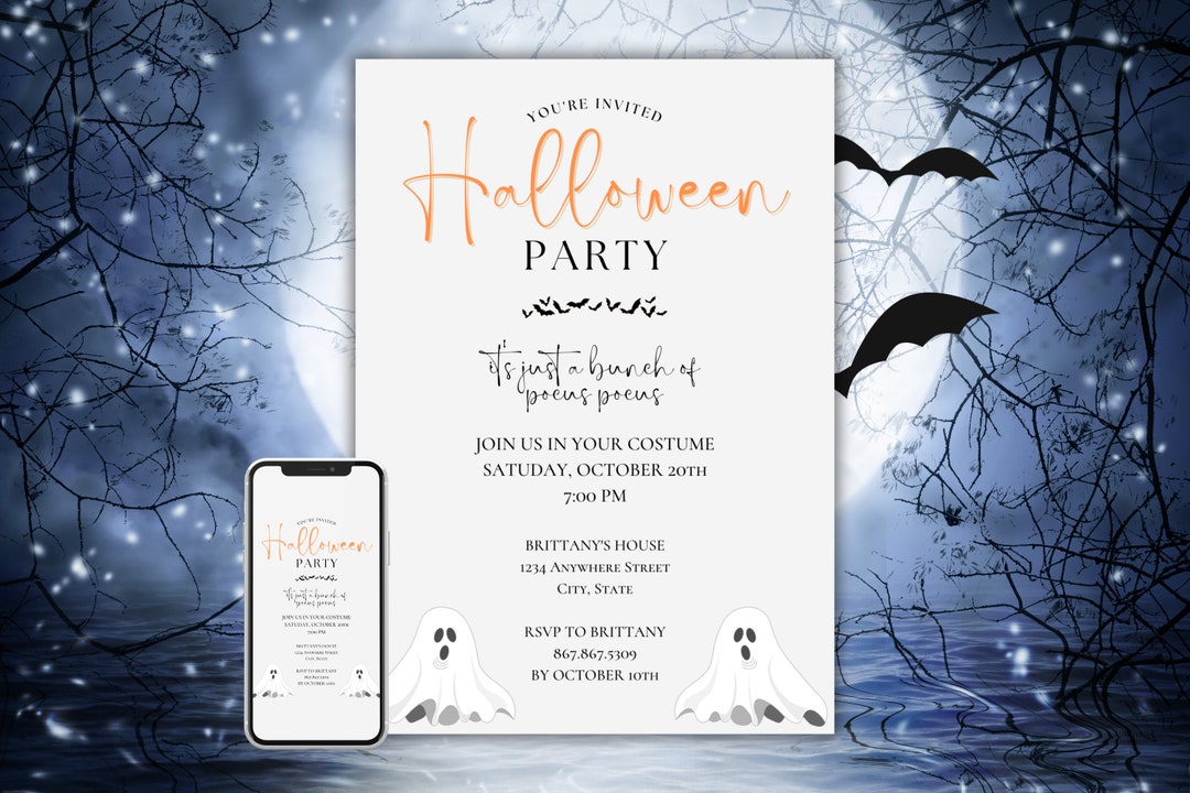 Hocus Pocus Halloween Party Invite, Costume Party Invite, Editable ...