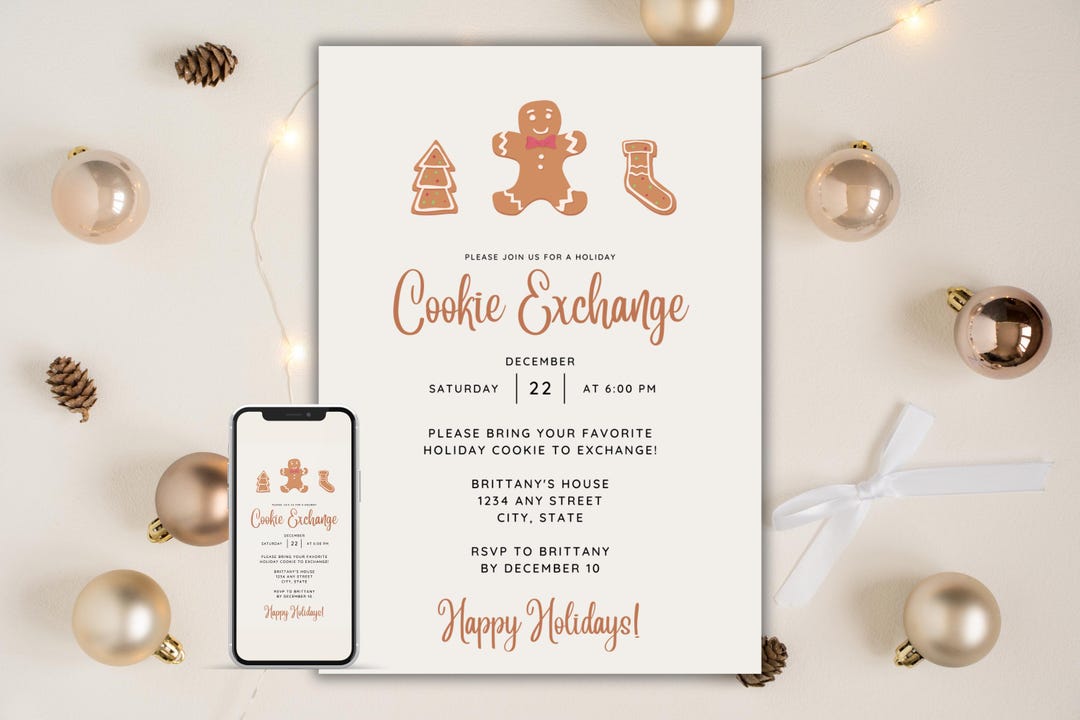 Cookie Exchange Invitation, Cookie Swap Invite, Holiday Cookie Party ...