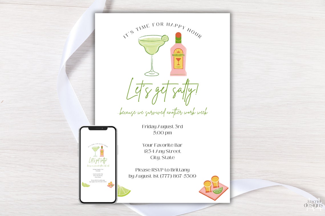 Happy Hour Invitation, Work Happy Hour Invite, Editable Happy Hour ...