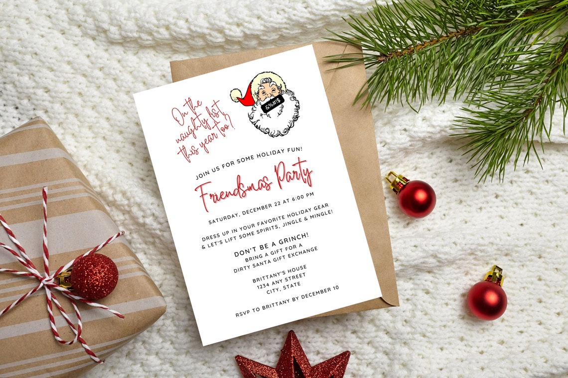 Friendsmas Invite, Friendsmas Christmas Party Invite, Secret Santa ...