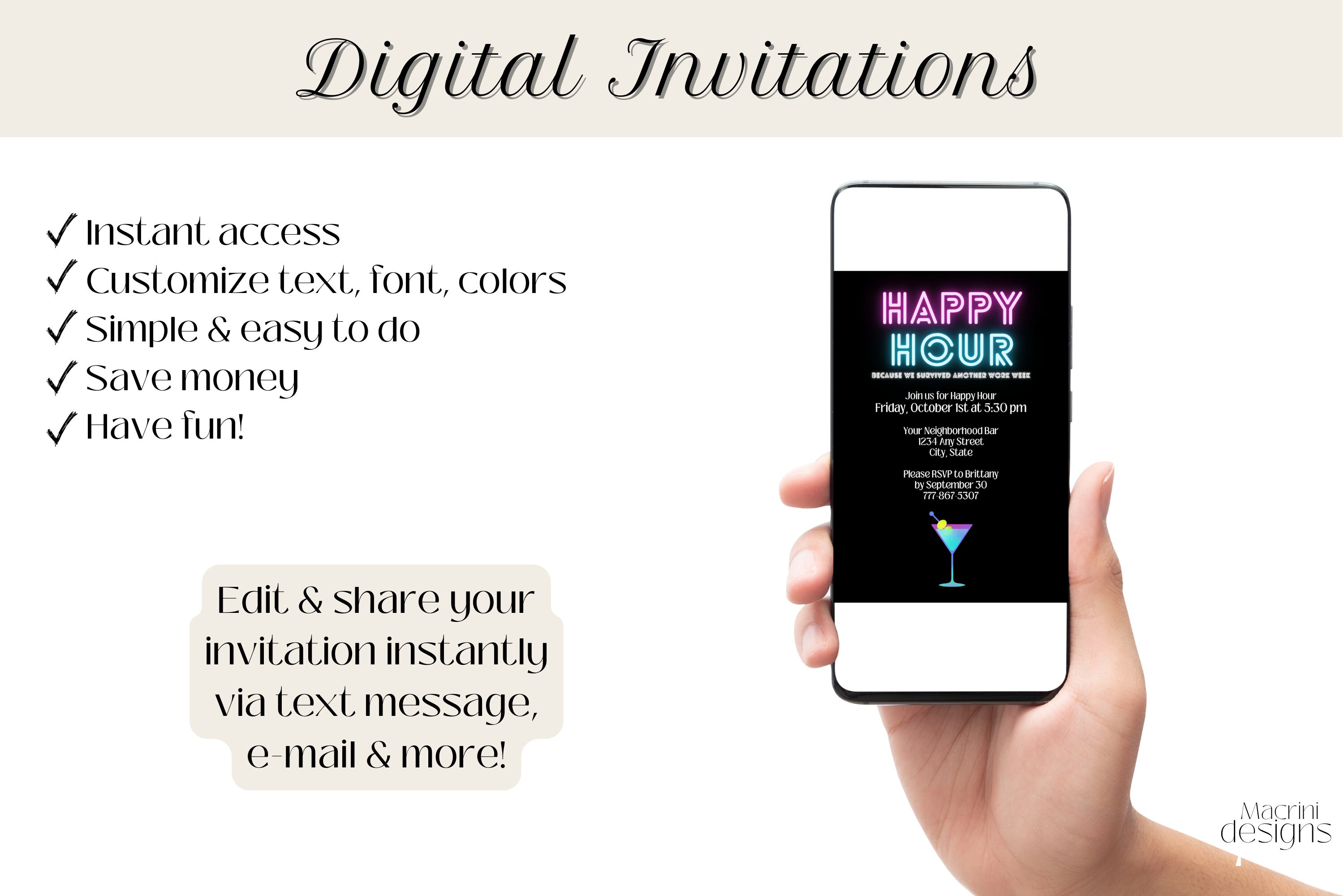 Work Happy Hour Invite Editable Happy Hour Invitation - Etsy