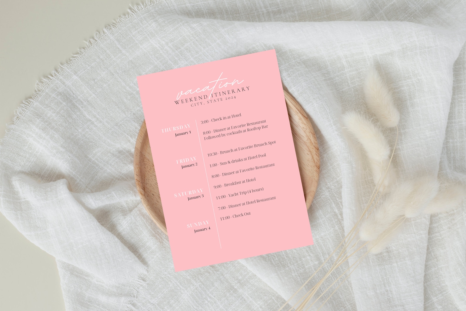 Editable Girls Trip Itinerary Template, Vacation Itinerary, Weekend ...