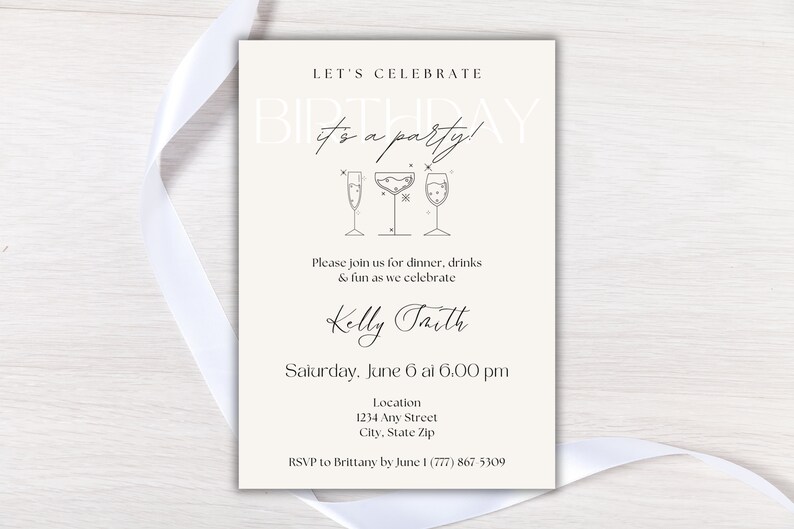 Girls 21st Birthday Party Invitation, Editable Twenty First Birthday ...