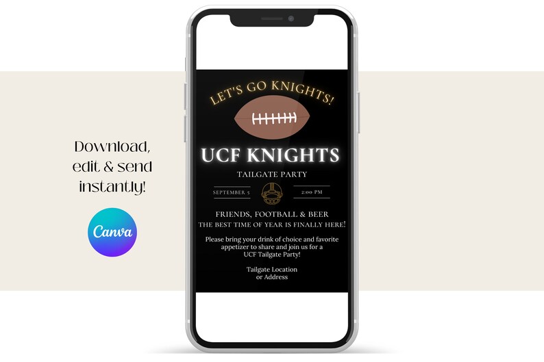 UCF Knights Tailgate Party Invitation, UCF Knights Watch Party ...