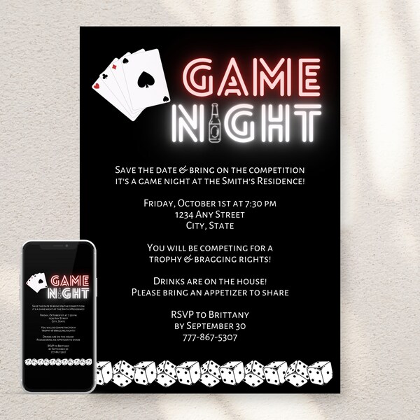 Family Board Game Night Invitation - Etsy