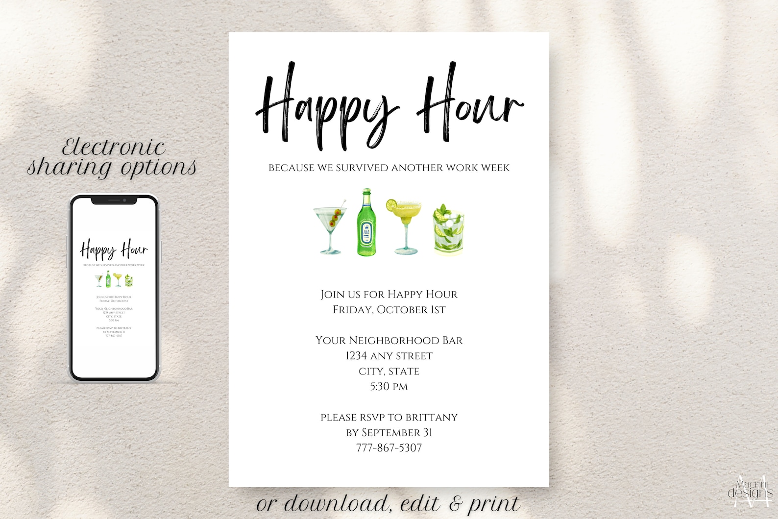 Happy Hour Invitation, Happy Hour Invite Template, Happy Hour Party ...