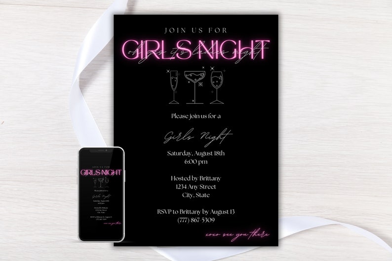 Girls Night Invite, Ladies Night Invite, Editable Girls Night Out ...