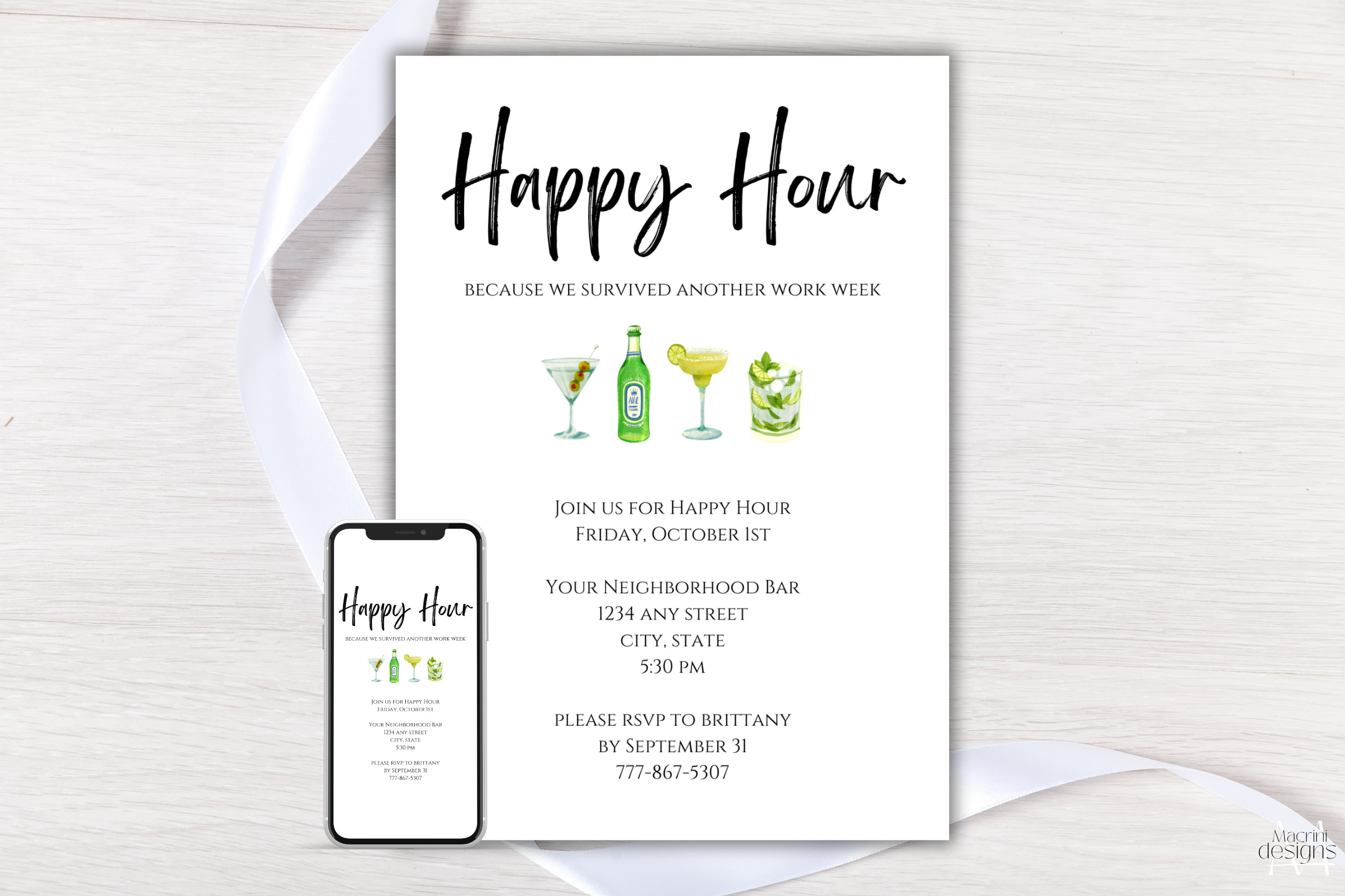 Happy Hour Birthday Invitation Templates